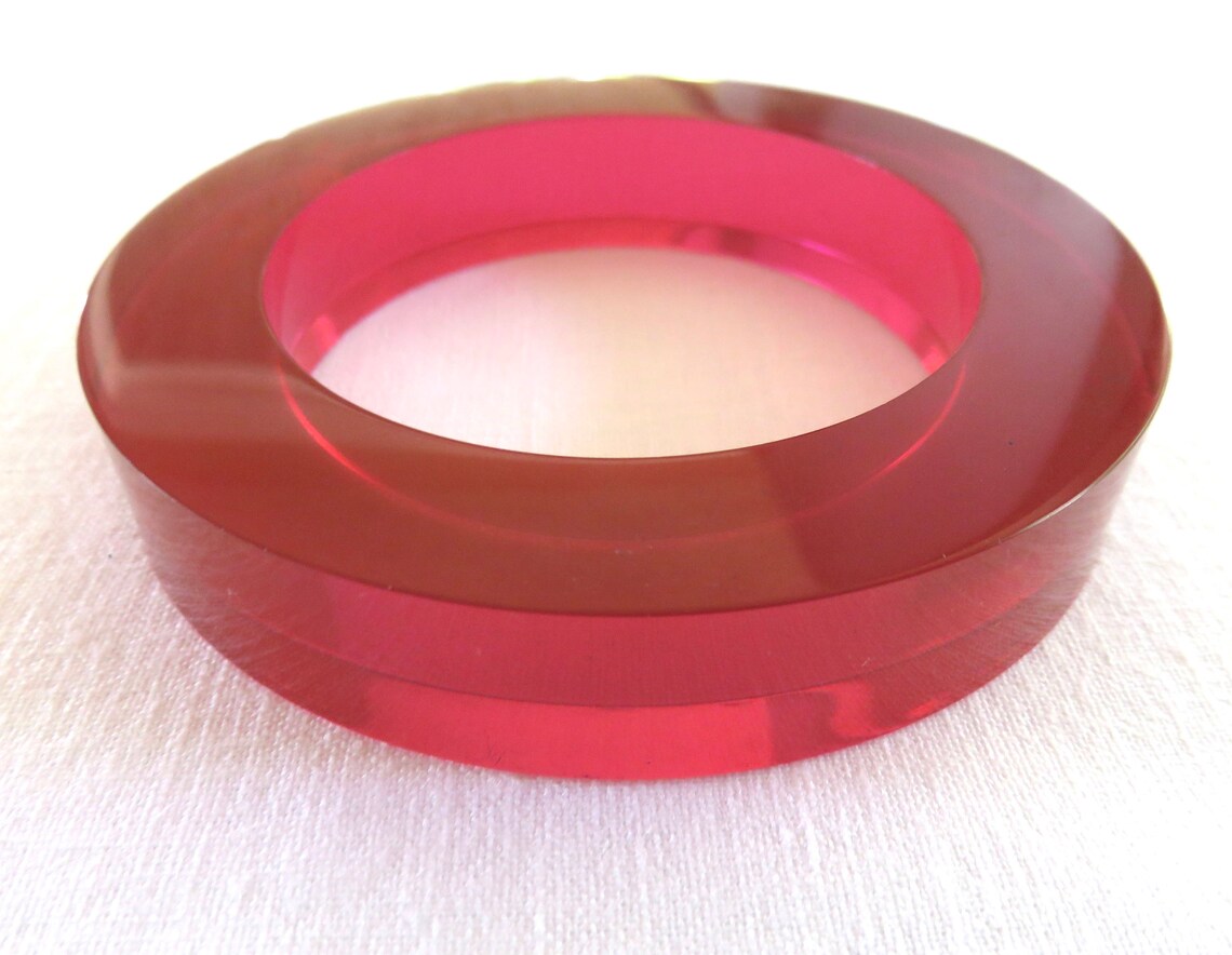 Circa 1970. Pink Plastic Bracelet Art Plastic Bangle - Etsy