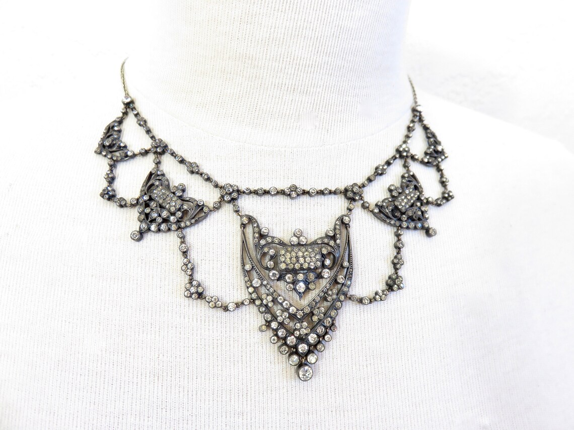 Circa 1900. Silver and Paste Stone Necklace - Etsy