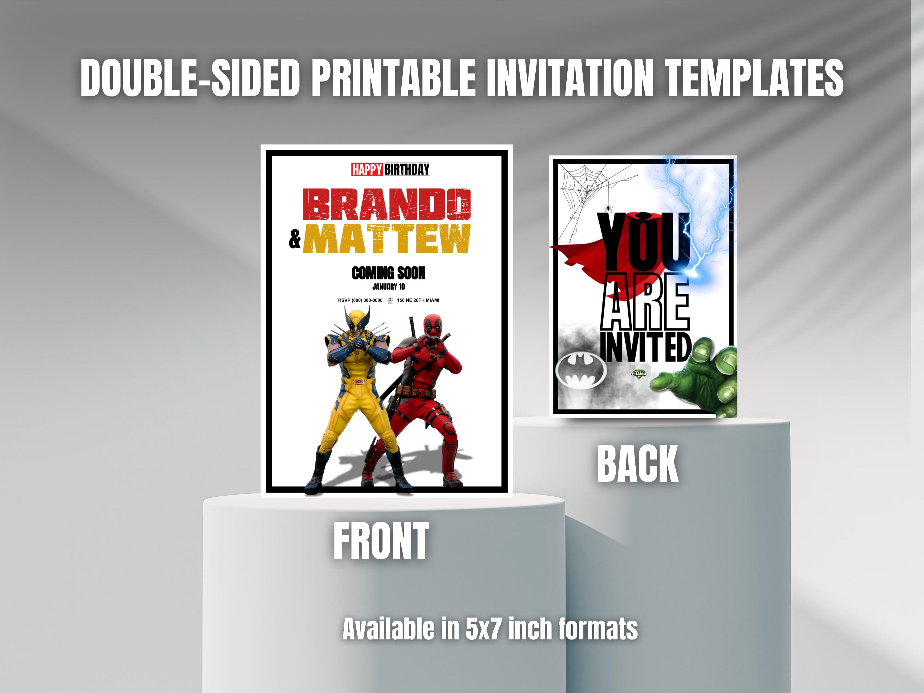 Deadpool & Wolverine Birthday Invitation digital File / Printable ...