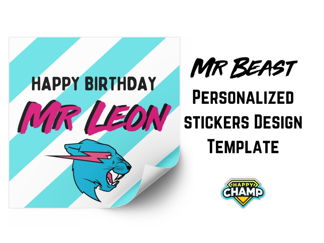 Mrbeast Custom Stickers Design Template Editable Digital Download ...