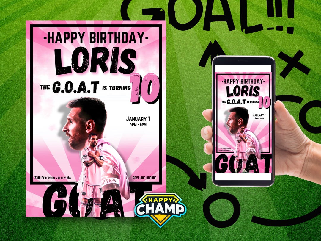Messi Birthday Invitation for Kids Editable Digital Download, Soccer ...