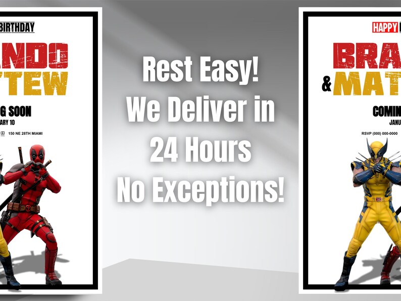 Deadpool & Wolverine Birthday Invitation digital File / Printable ...