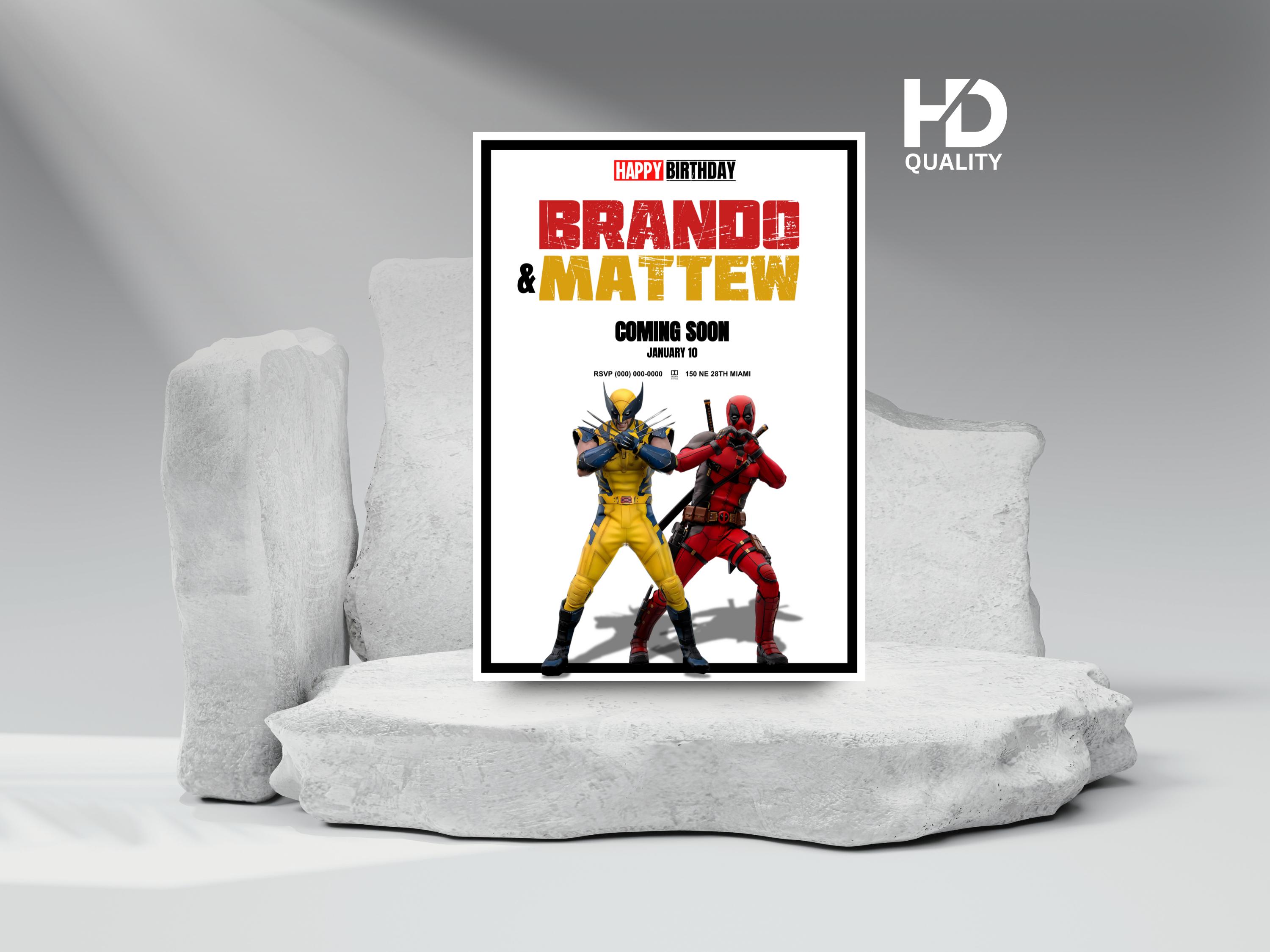 Deadpool & Wolverine Birthday Invitation digital File / Printable ...