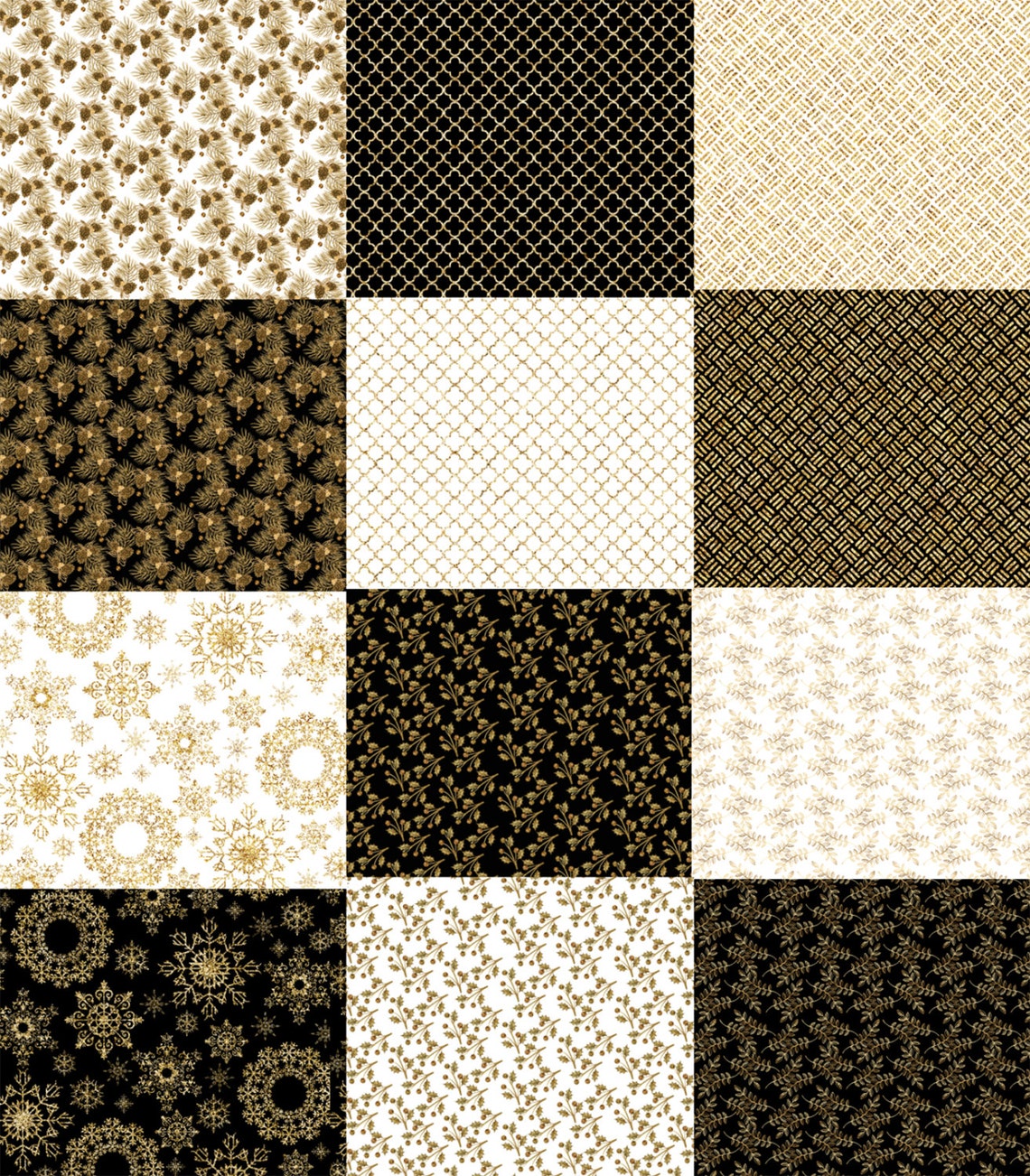 24 Christmas Gold Decorative Digital Papers Collection - Etsy