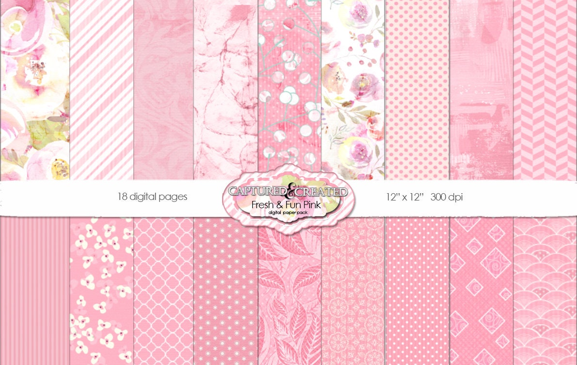 Fresh & Fun Pink Scrapbook Digital Paper Pack 18**INSTANT DOWNLOAD** - Etsy