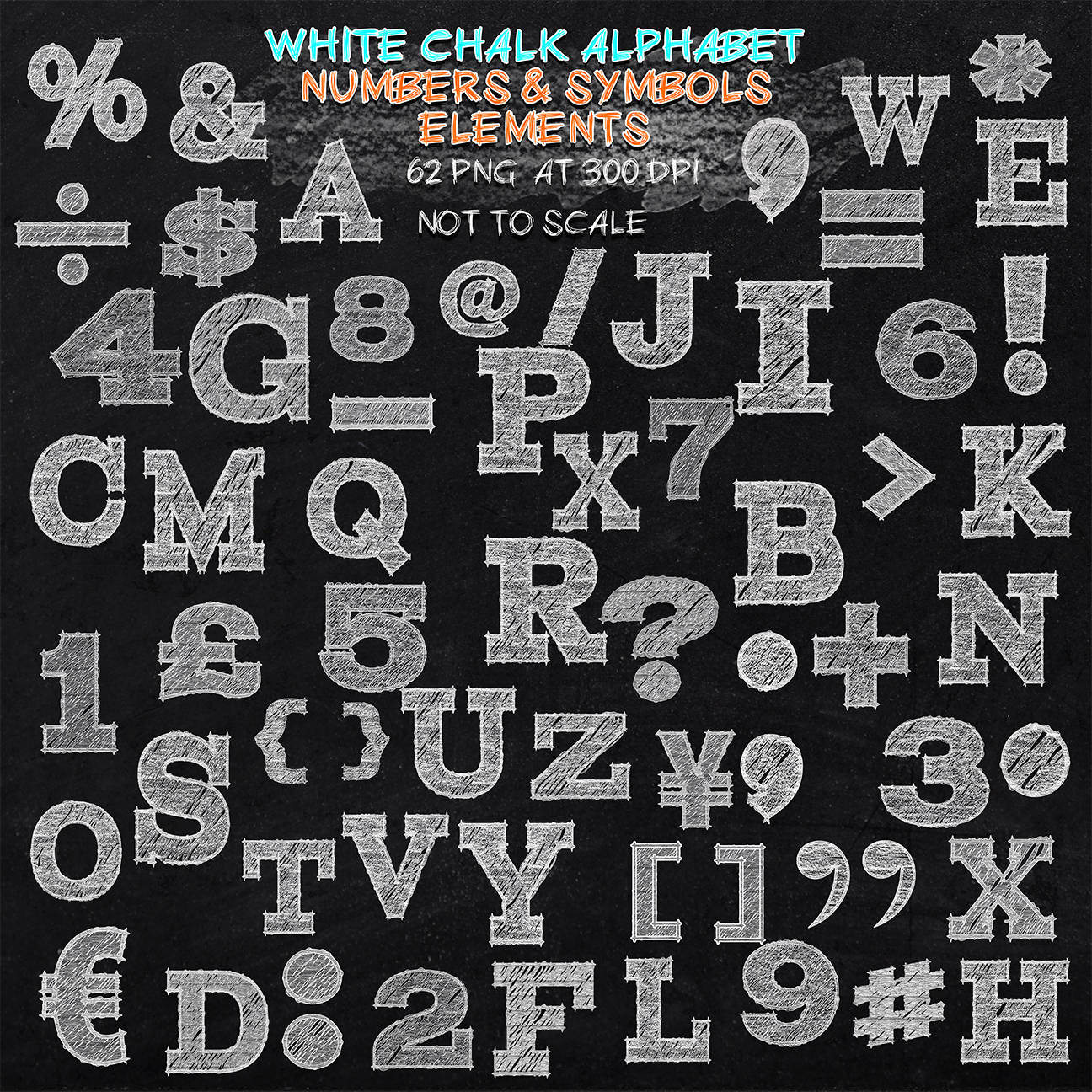 188 Chalkboard Alphabet Elements & 12 Chalkboard Papers.**instant ...