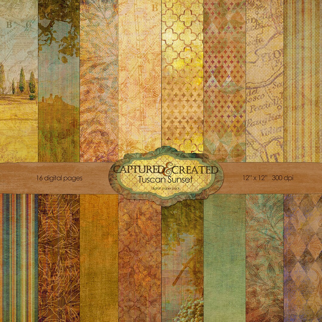 Tuscan Sunset Digital Paper Pack -16 Papers *** Instant Downloads*** - Etsy