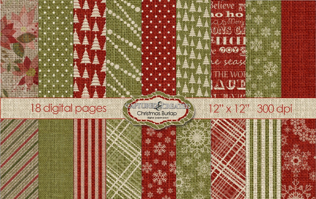 Christmas Burlp Digital Paper Pack 18******INSTANT DOWNLOAD***** - Etsy