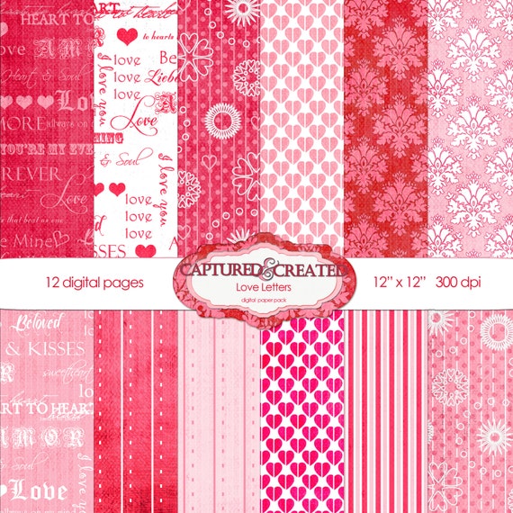 Love Letters Digital Paper Pack INSTANT - Etsy
