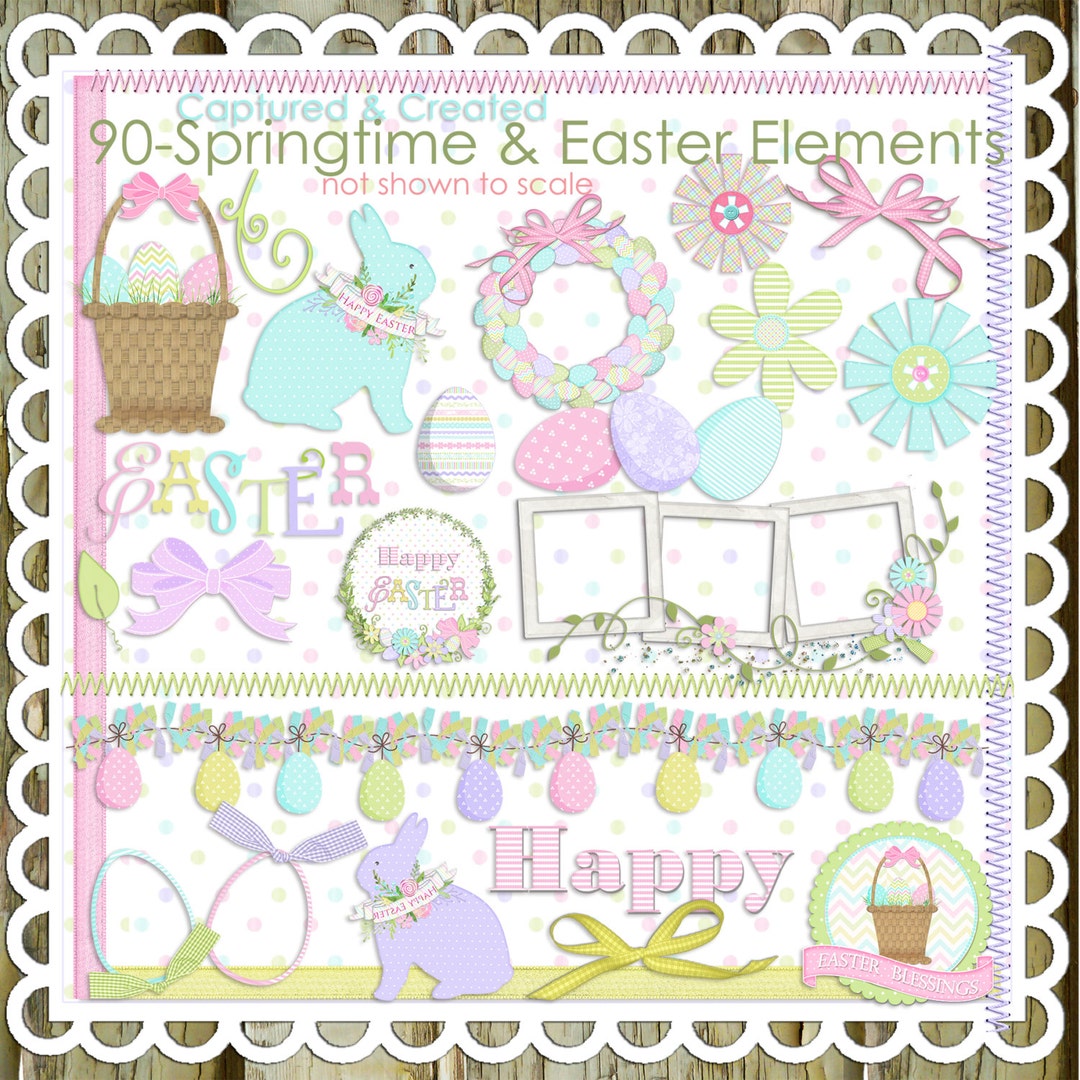 Springtime / Easter Clip Art / Element Pack 90 Piece Set. **instant ...