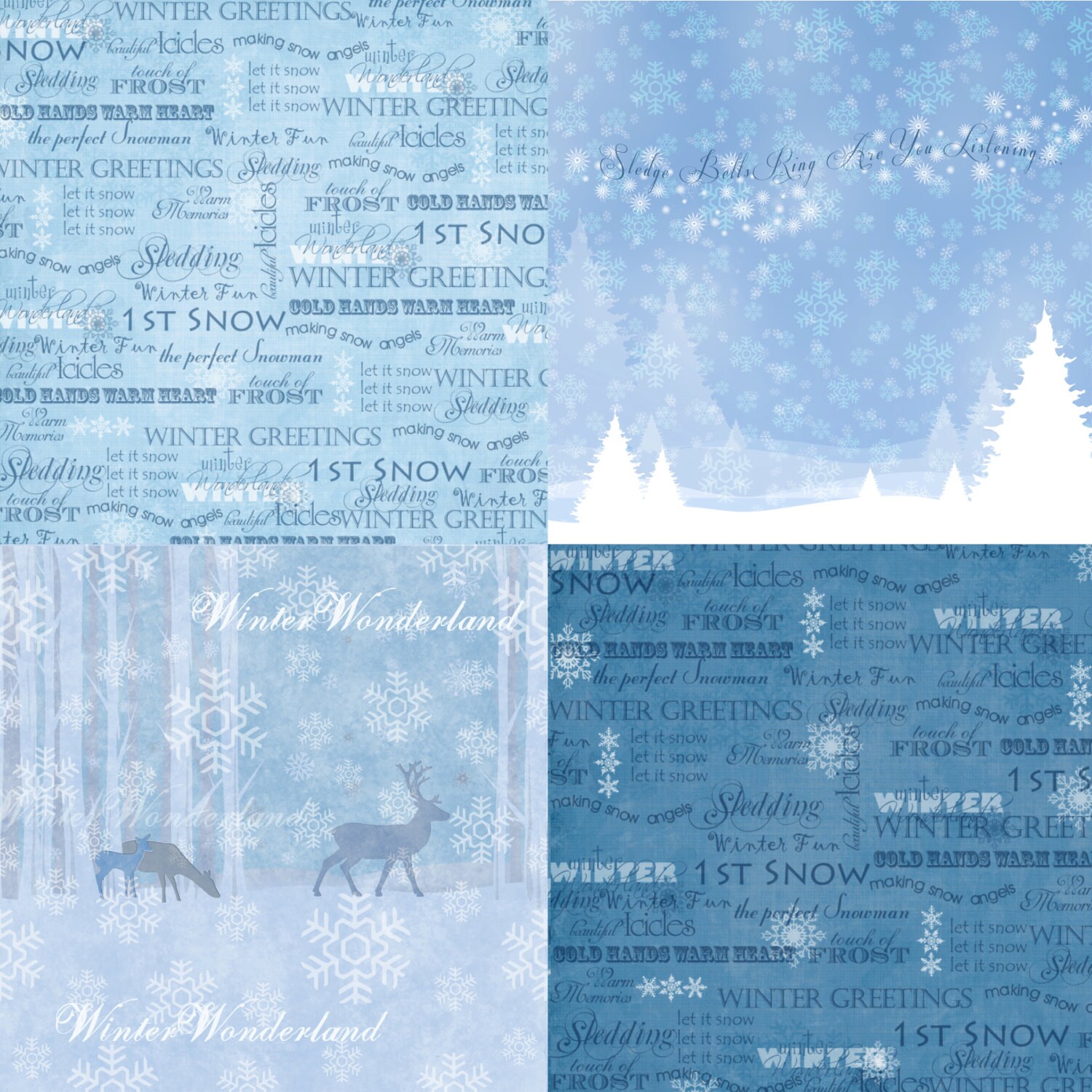 16 Winter Wonderland: Digital Paper Pack******instant DOWNLOAD ...