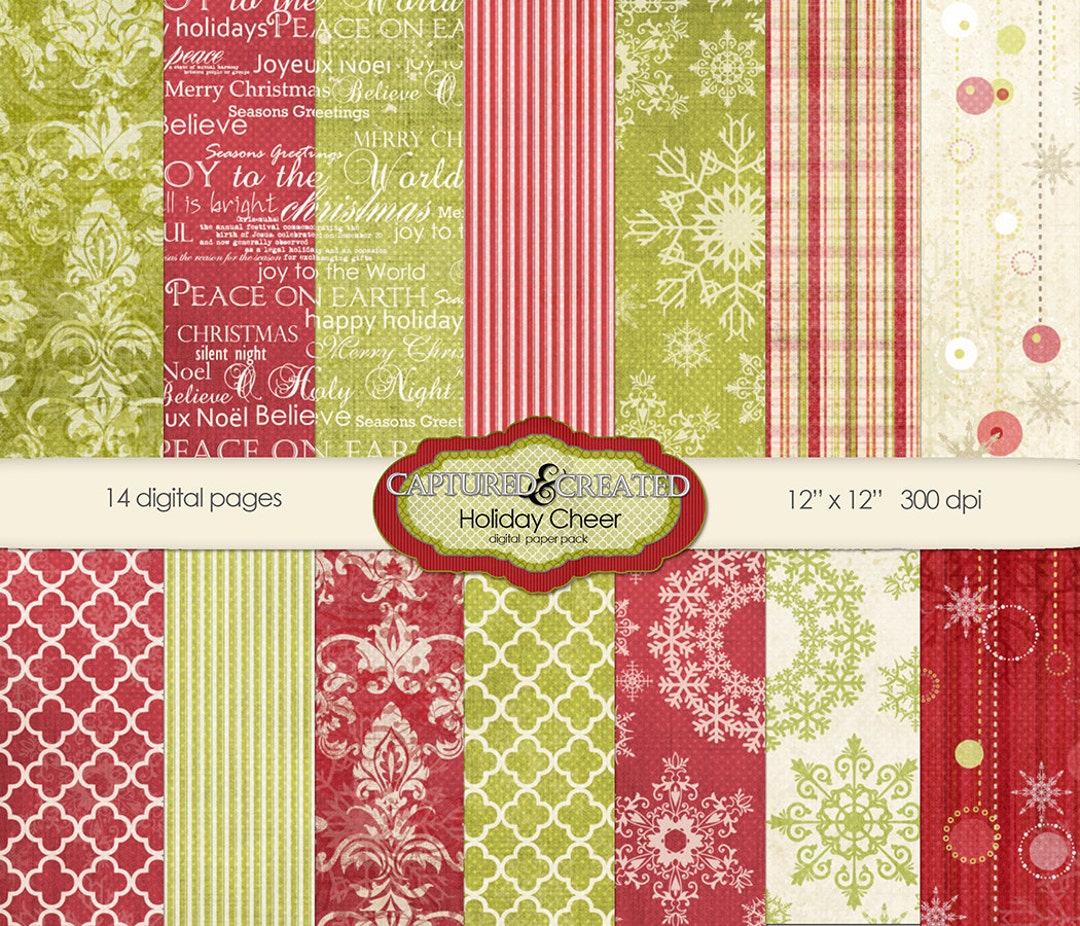 Holiday & Cheer Digital Paper Pack (instant Download) - Etsy