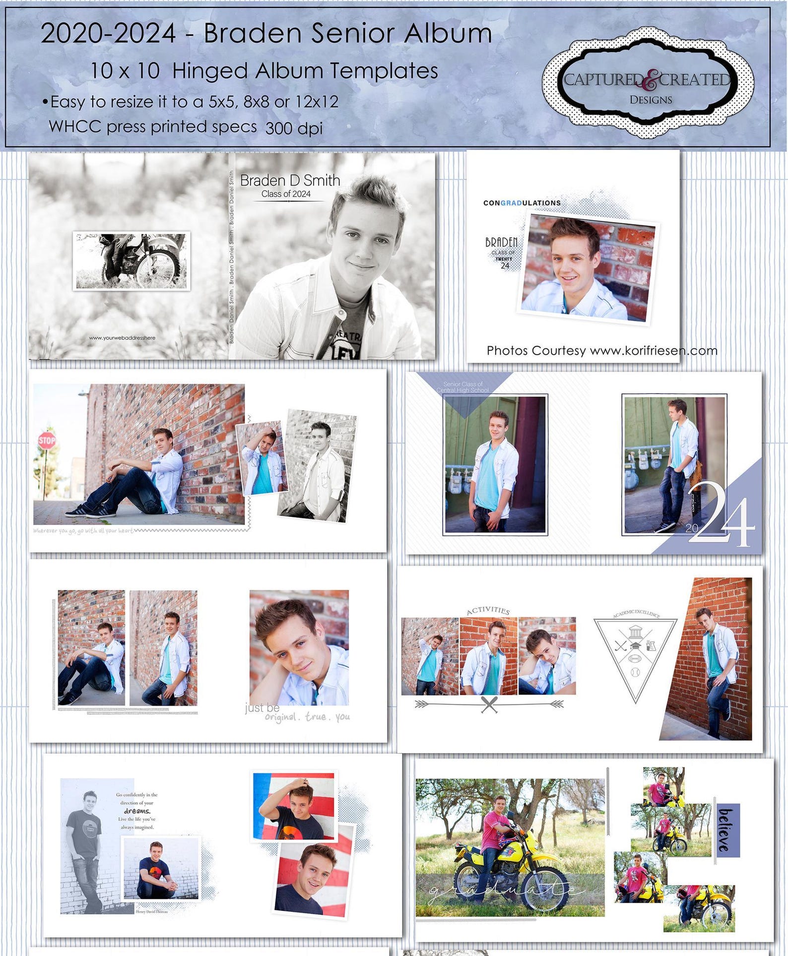 Braden Senior Album, 2024-2027 - 10x10in. Senior Boy Album,- Photo Book ...