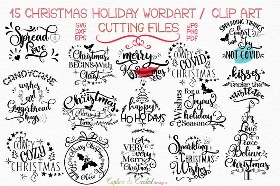 30 Christmas Holiday Sayings/ Wordart/ Clipart & 40 Elements | Etsy