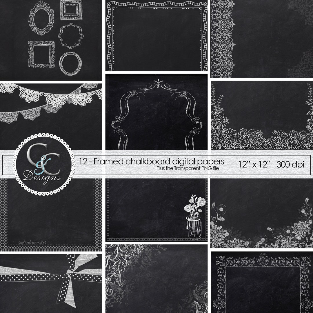 Chalkboard Frame Papers 12: Digital Paper Pack**instant DOWNLOAD - Etsy
