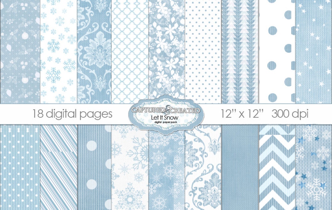 Let It Snow Christmas 18 Digital Paper Pack******instant DOWNLOAD ...