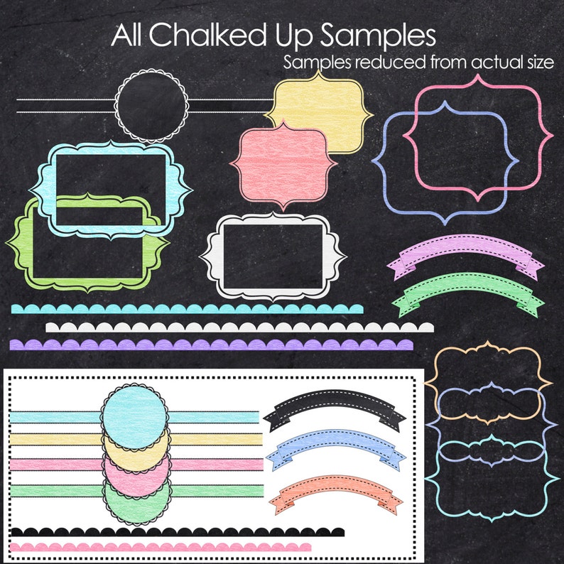 ALL CHALKED UP-2, 98 Tags, Frames, Banner and Boarders Clipart/elements ...