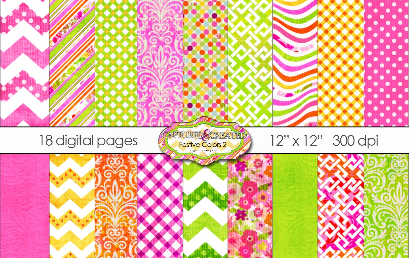 18 Digital Festive Colors 2 Paper Pack Instant Download - Etsy