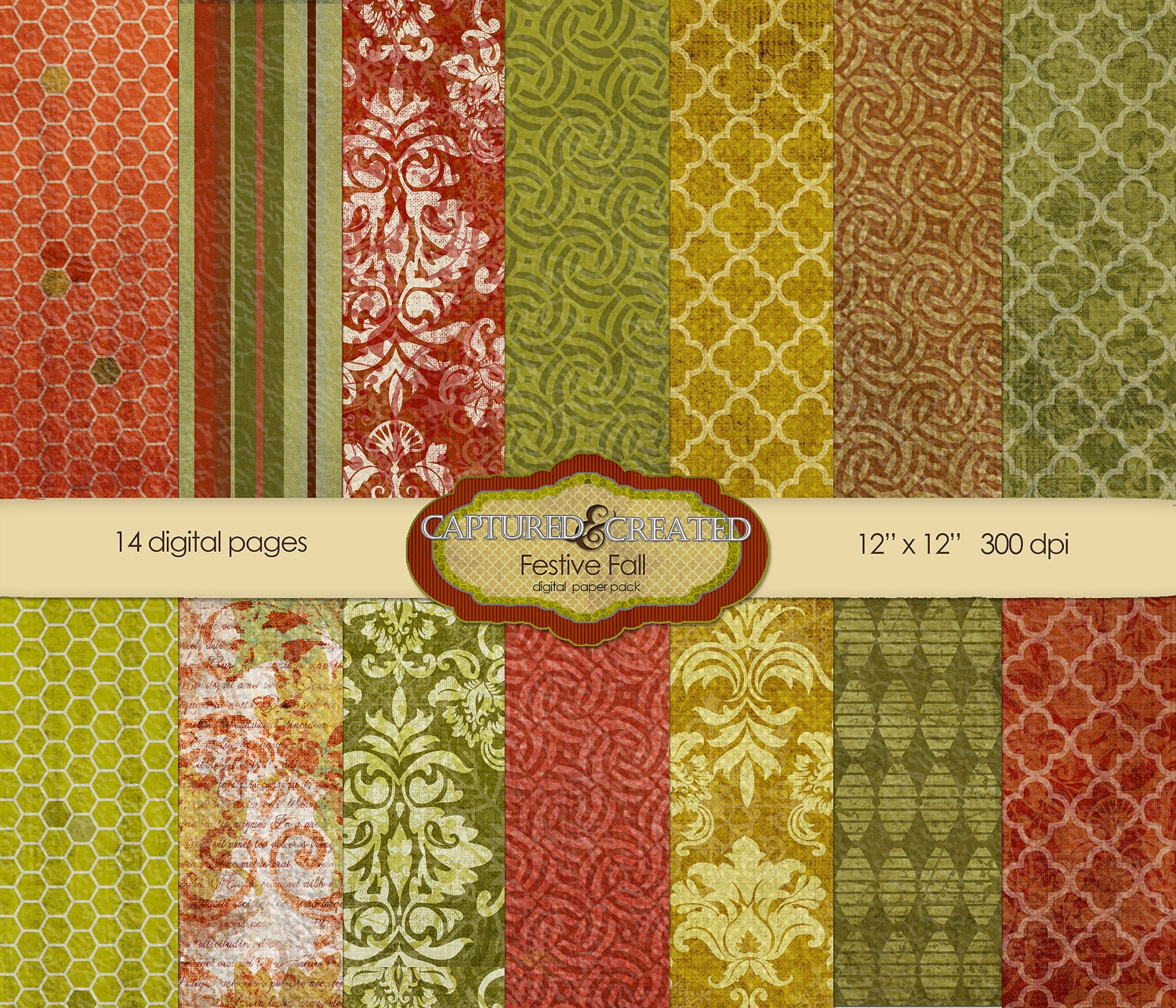 Festive Fall Digital Paper Pack INSTANT - Etsy