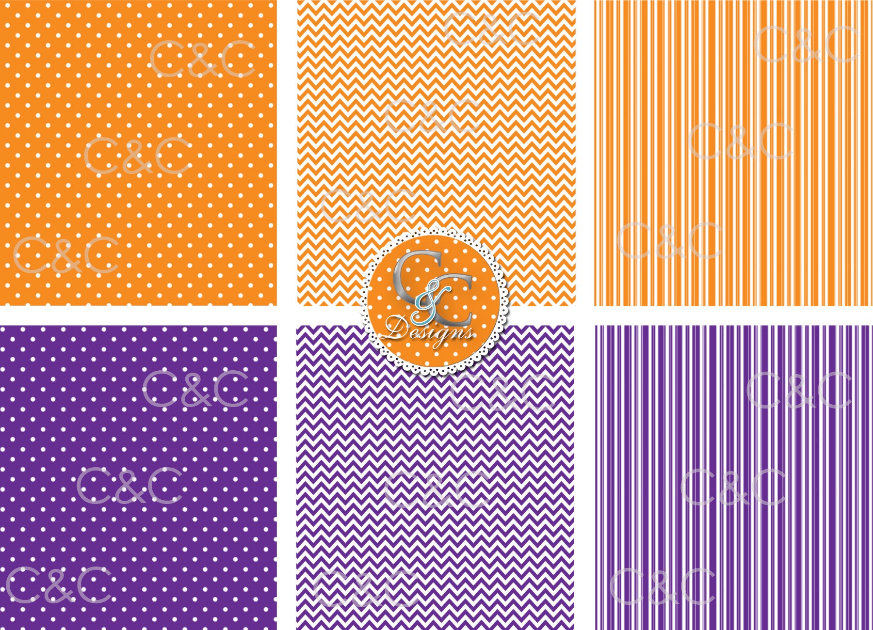 27 True Colors Digital Paper Pack- Dots Stripes Chevron Papers ...