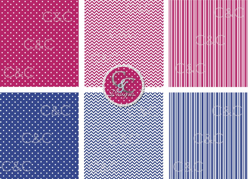 27 True Colors Digital Paper Pack- Dots Stripes Chevron Papers ...