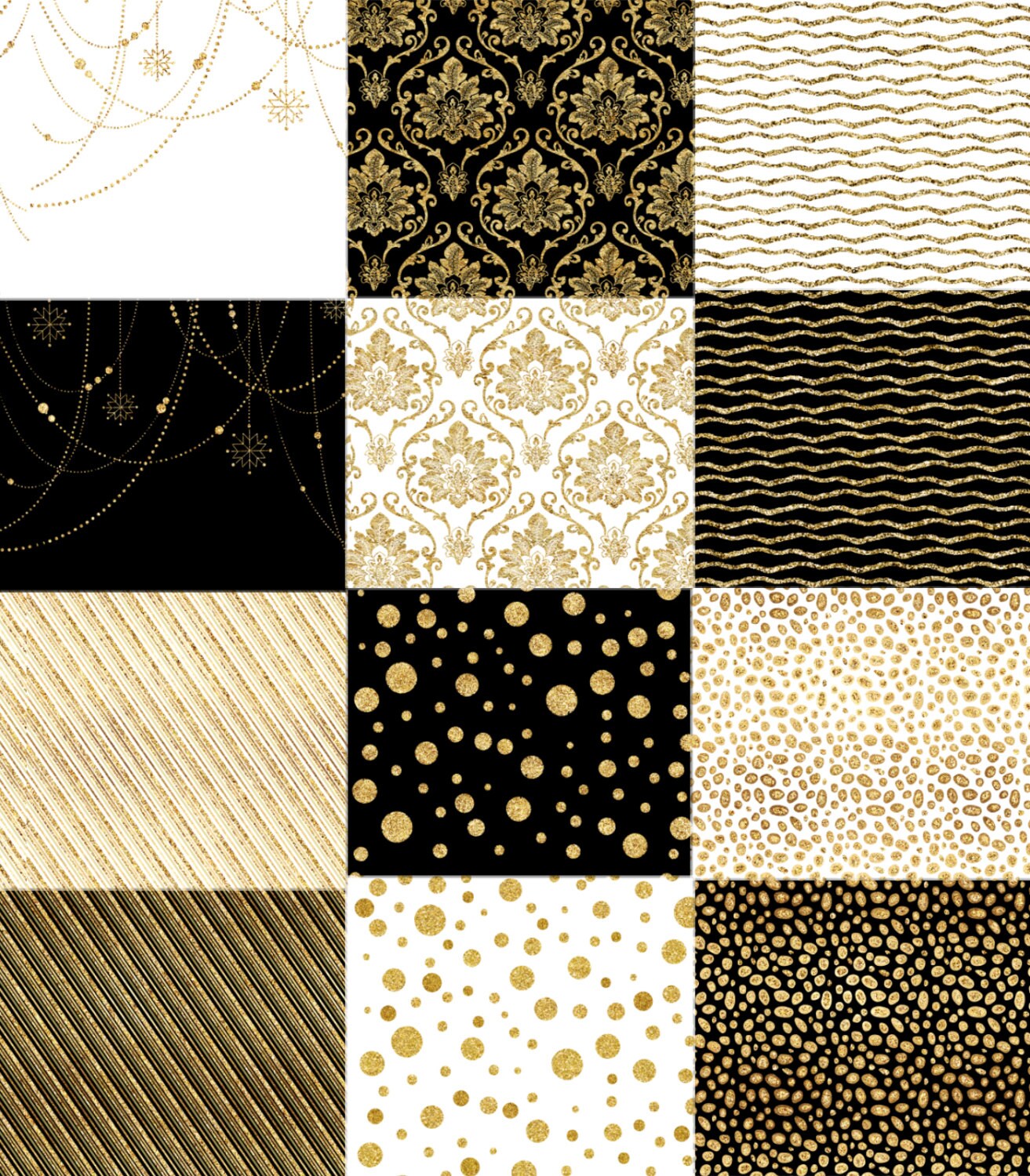 24 Christmas Gold Decorative Digital Papers Collection - Etsy