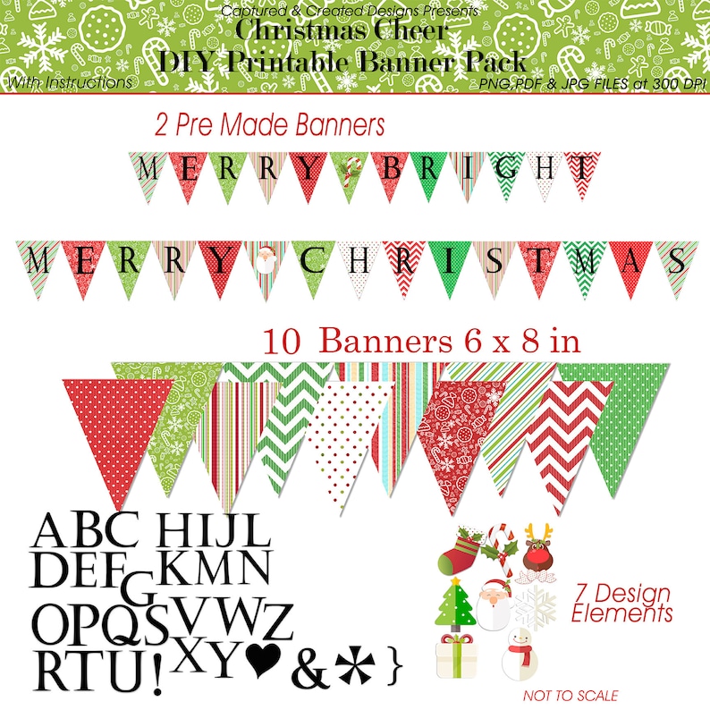 Christmas Cheer DIY Printable Banner Pack Pack -instant Download ...