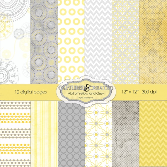 Alot of Yellow & Grey Digital Paper Pack INSTANT | Etsy