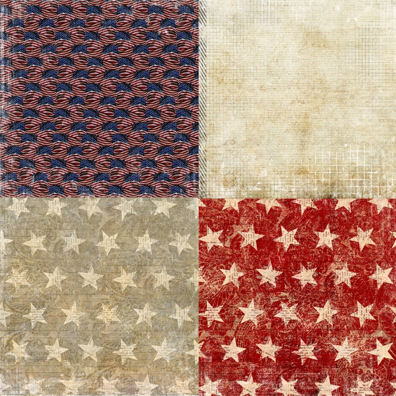 Rustic Americana-20 Digital Paper Pack **INSTANT DOWNLOAD** Wood, Stars ...