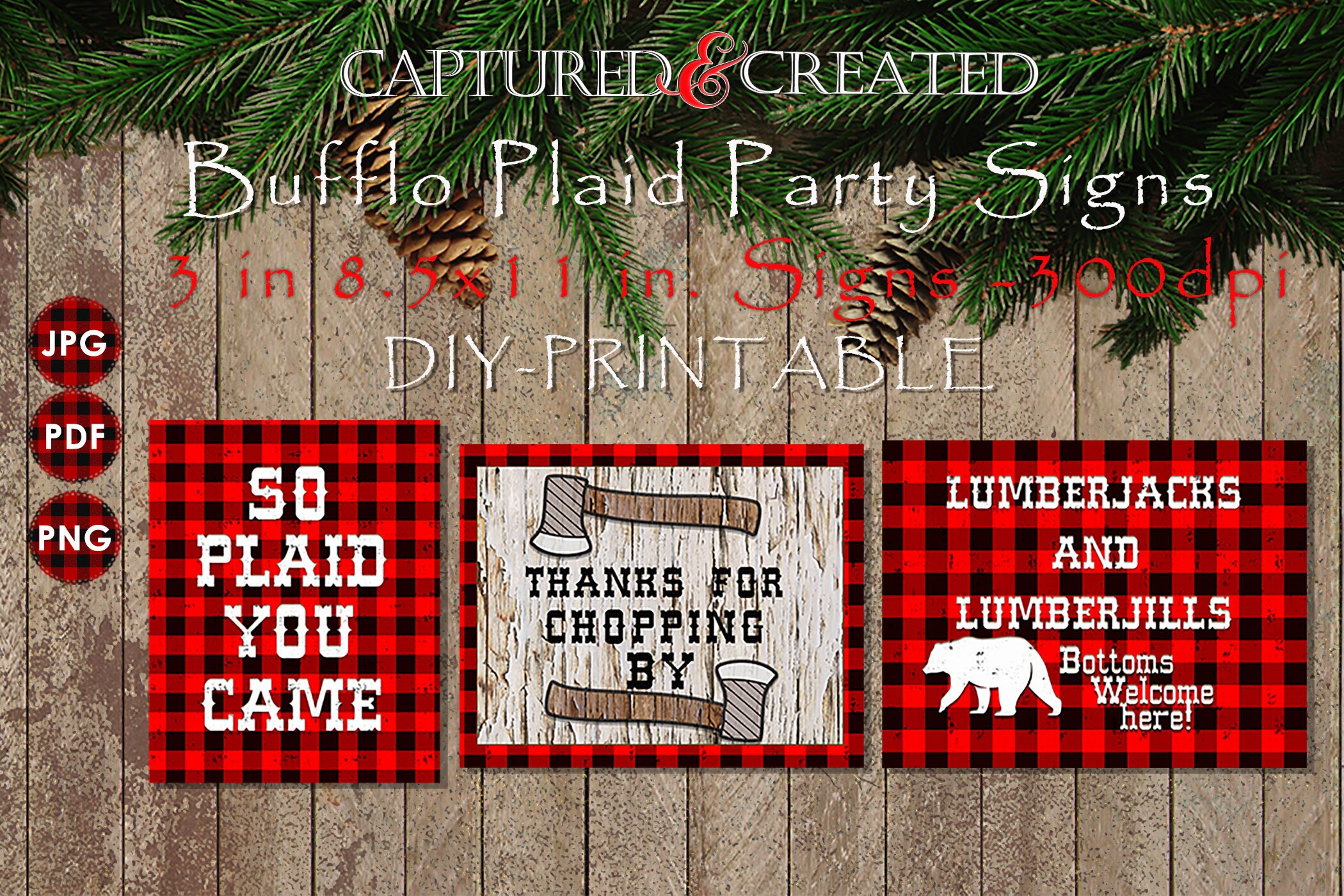Buffalo Plaid/ Lumberjack Party Signs/ Wordart /sayings-*** Printable ...