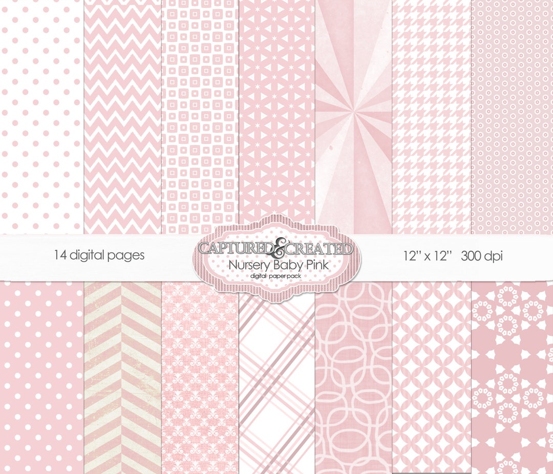 Nursery Baby Pink Digital Paper Pack Collection***instant DOWNLOAD ...