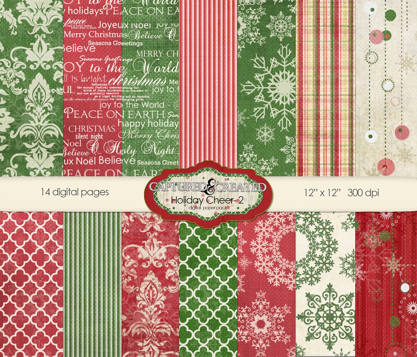 Holiday & Cheer-2 Digital Paper Pack (instant Download) - Etsy