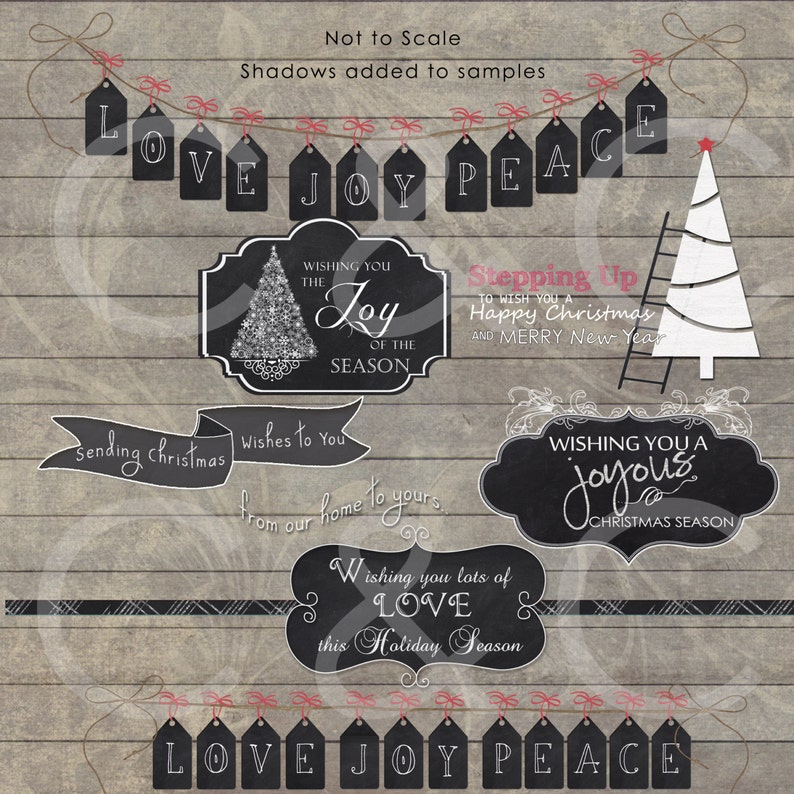 20 Chalkboard Holiday Tags- Elements/ Wordart/ Clipart- Printable ...