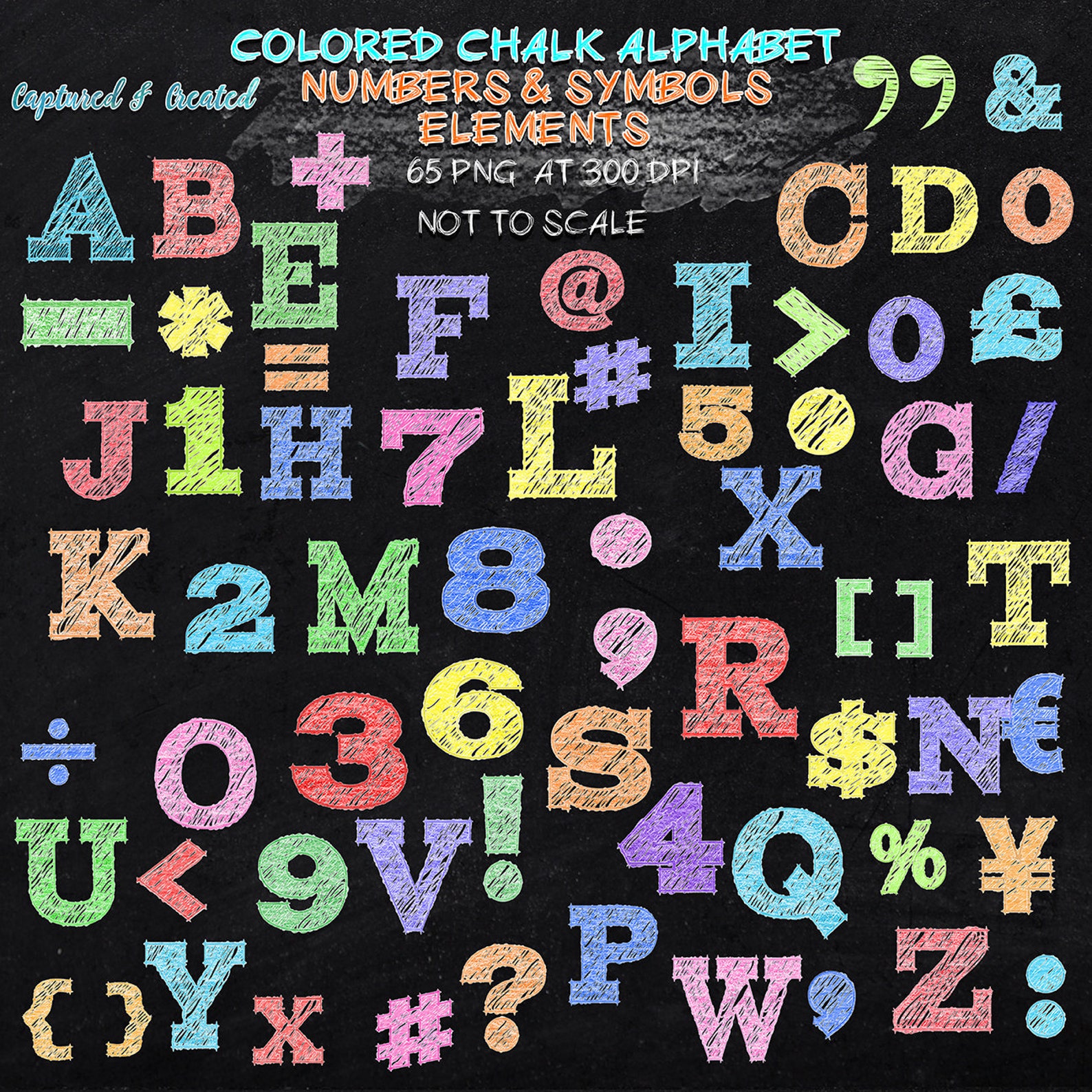 188 Chalkboard Alphabet Elements & 12 Chalkboard Papers.**instant ...