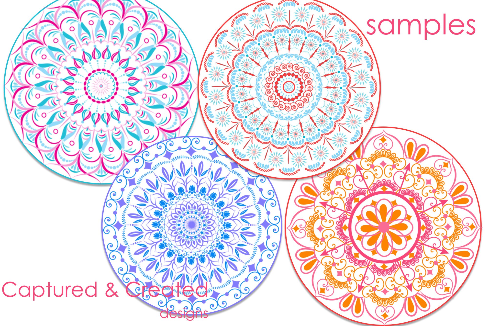 9 Vector Unique Mandalas Clip-art Elements With 4 Bonus Patterns - Etsy