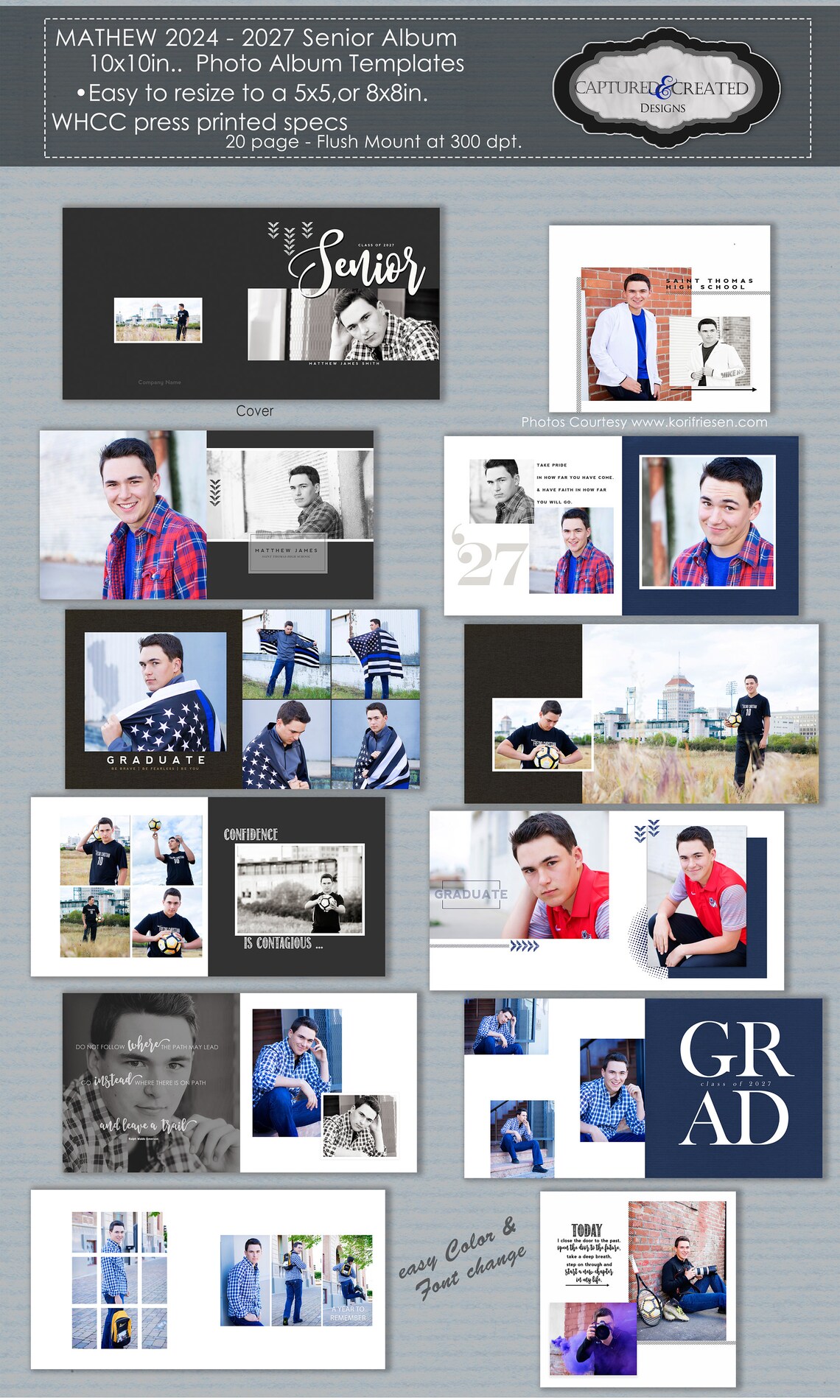 Senior Album,2024 -2027 Matthew -10x10 In. Senior Boy Album,- Photo ...