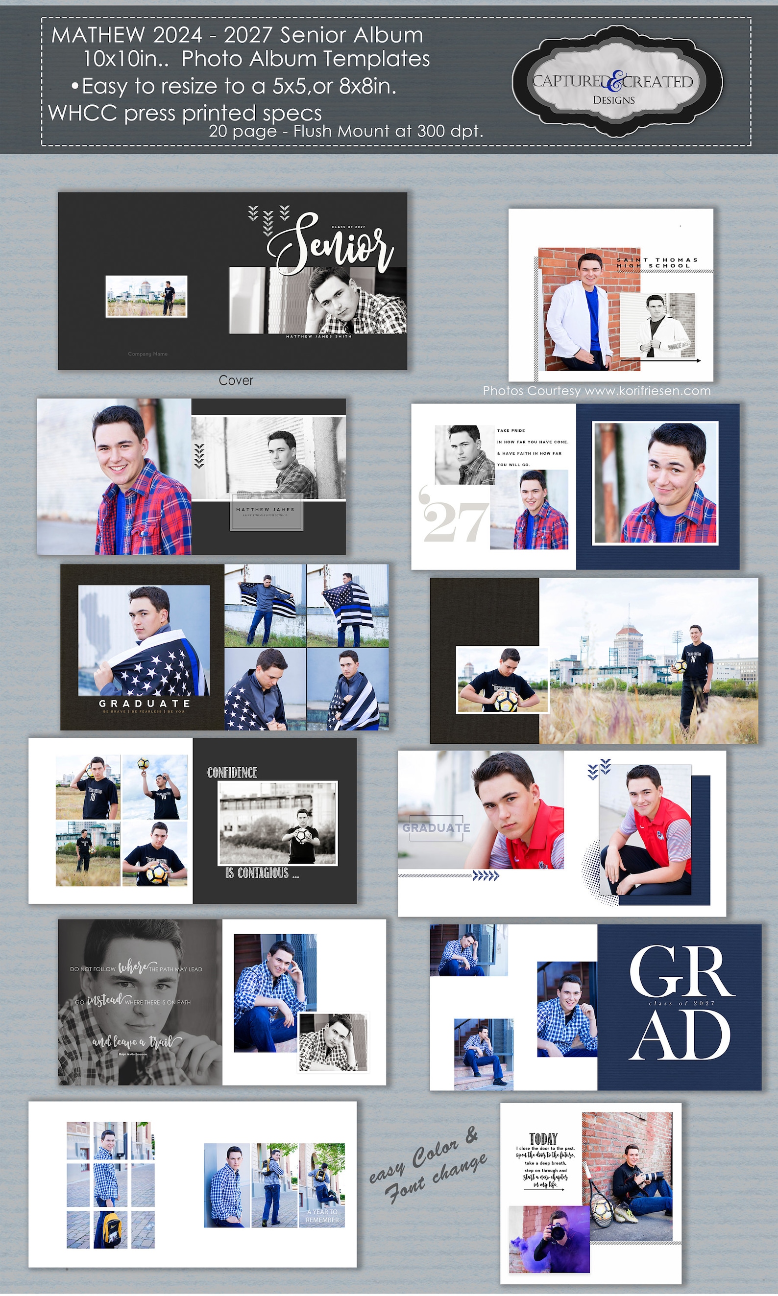 Senior Album,2024 -2027 Matthew -10x10 In. Senior Boy Album,- Photo ...