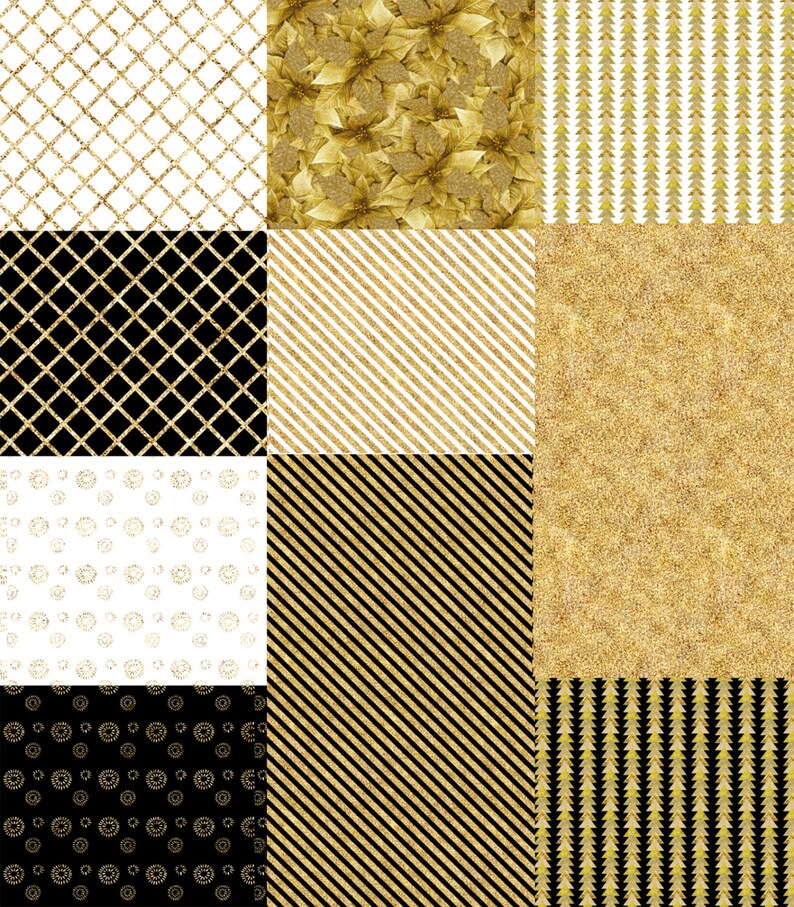 24 Christmas Gold Decorative Digital Papers Collection - Etsy