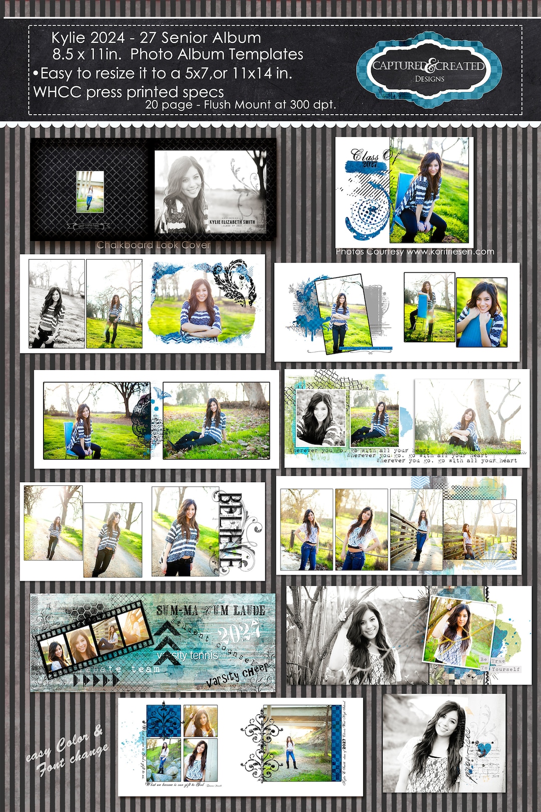 Updated Senior Album-2024-2027-kylie 8.5 X 11 In. Senior Girl Album ...