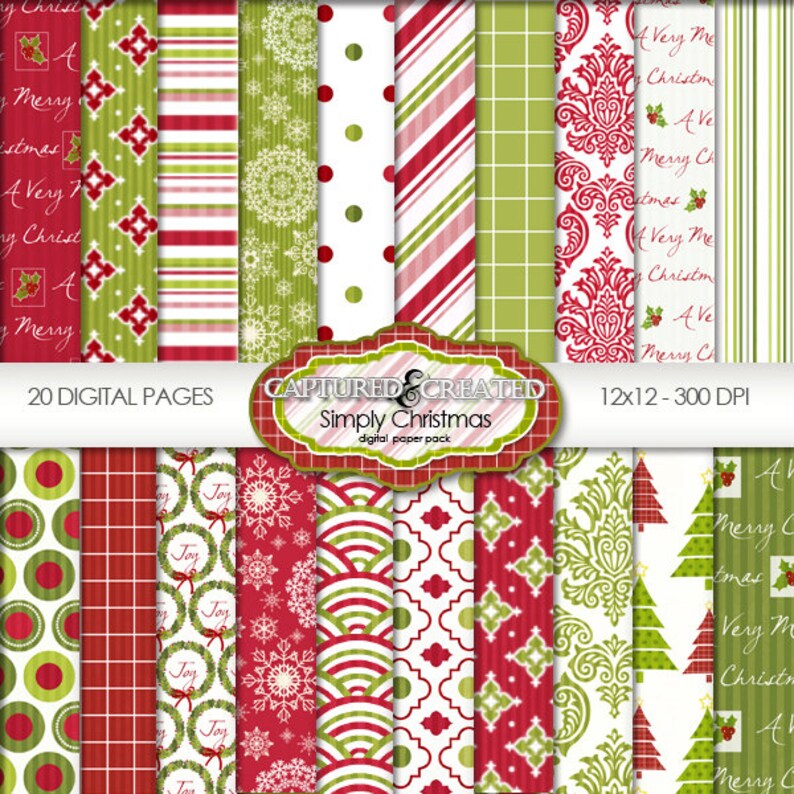 Simply Christmas: Mega Digital Paper Pack - Etsy