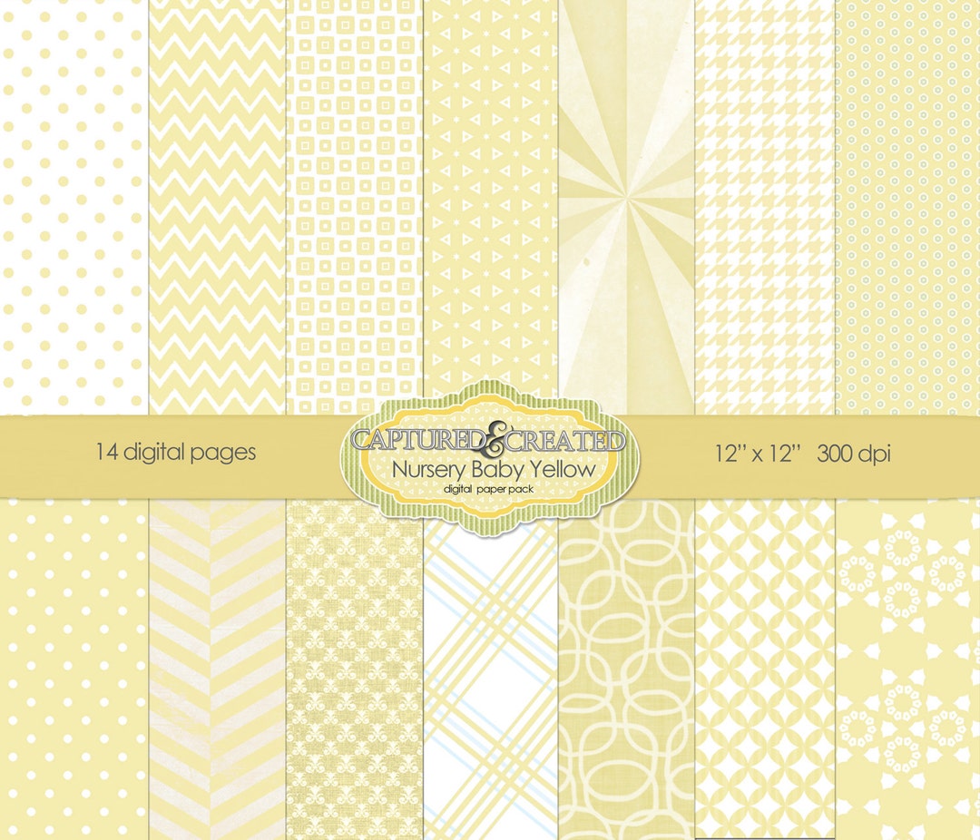 Nursery Baby Yellow Digital Paper Pack Collection***instant DOWNLOAD ...