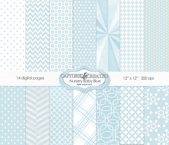 Nursery Baby Blue Digital Paper Pack Collectioninstant | Etsy