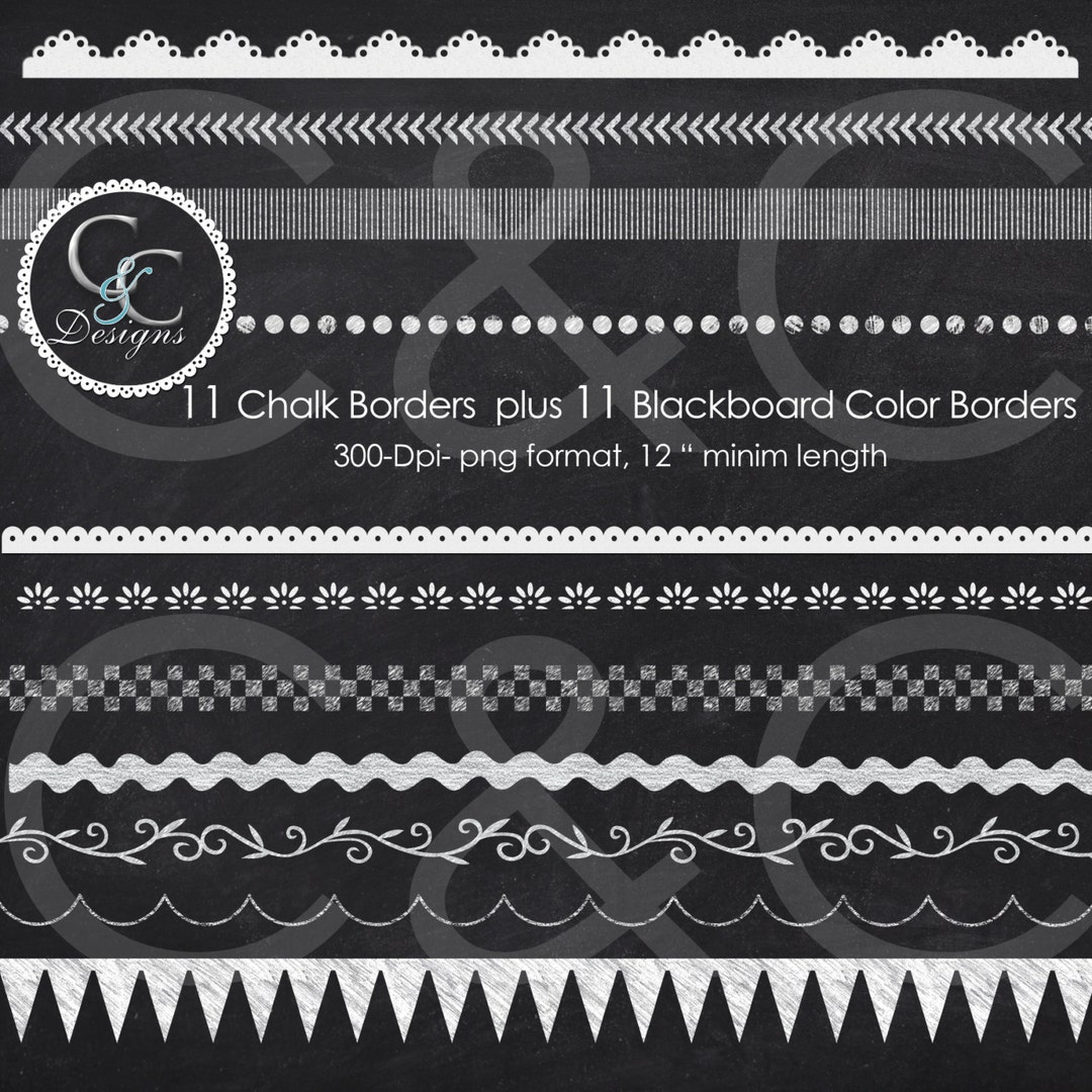 22 Chalkboard Borders Clip Art Pack- 11 Chalk Borders Plus 11 ...