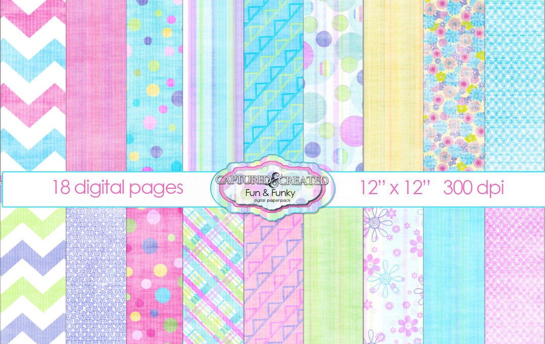 Fresh & Fun - Mega Digital Paper Pack18**instant DOWNLOAD** - Etsy