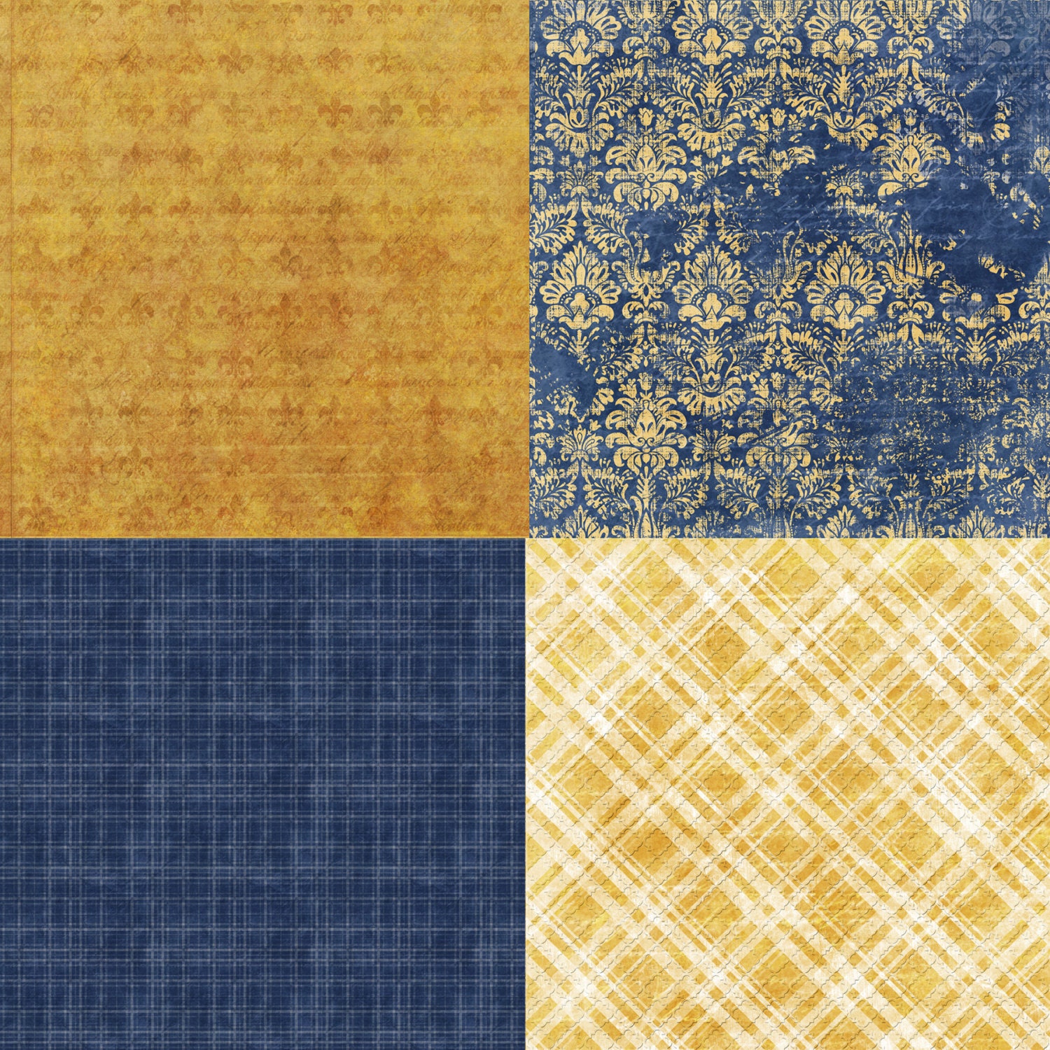 Royal Decree:blue and Gold Digital Paper Pack Collection***instant ...