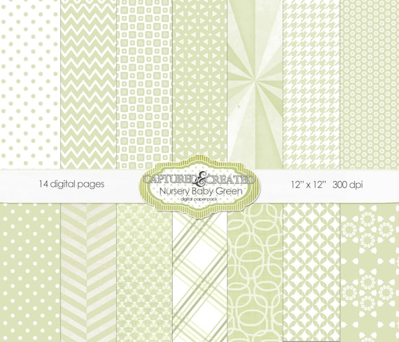 Nursery Baby Green Digital Paper Pack Collectioninstant - Etsy