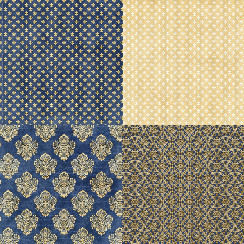 Royal Decree:blue and Gold Digital Paper Pack Collection***instant ...