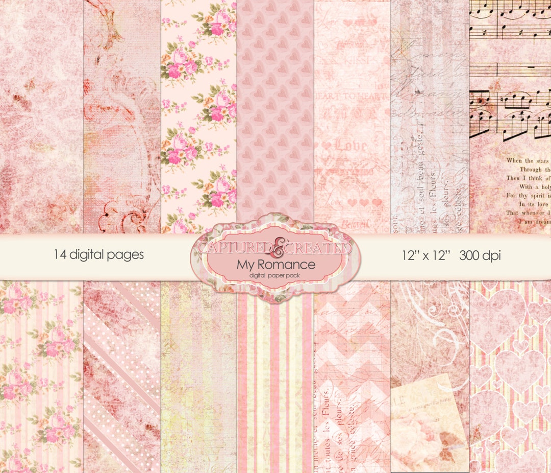 My Romance Digital Paper Pack -14 Papers *** Instant Downloads*** - Etsy