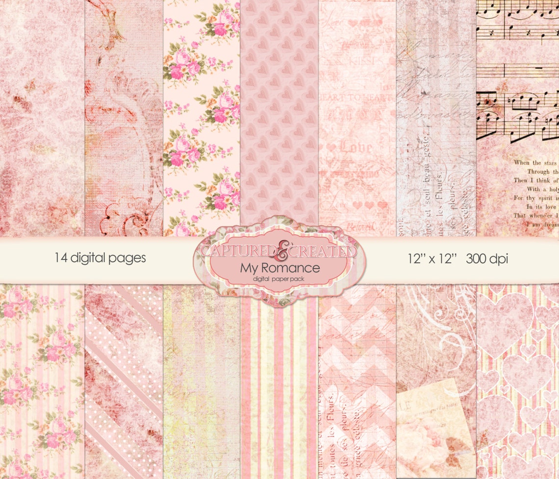 My Romance Digital Paper Pack -14 Papers *** Instant Downloads*** - Etsy