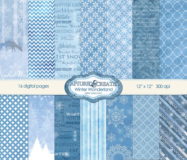 16 Winter Wonderland: Digital Paper Pack******instant DOWNLOAD ...